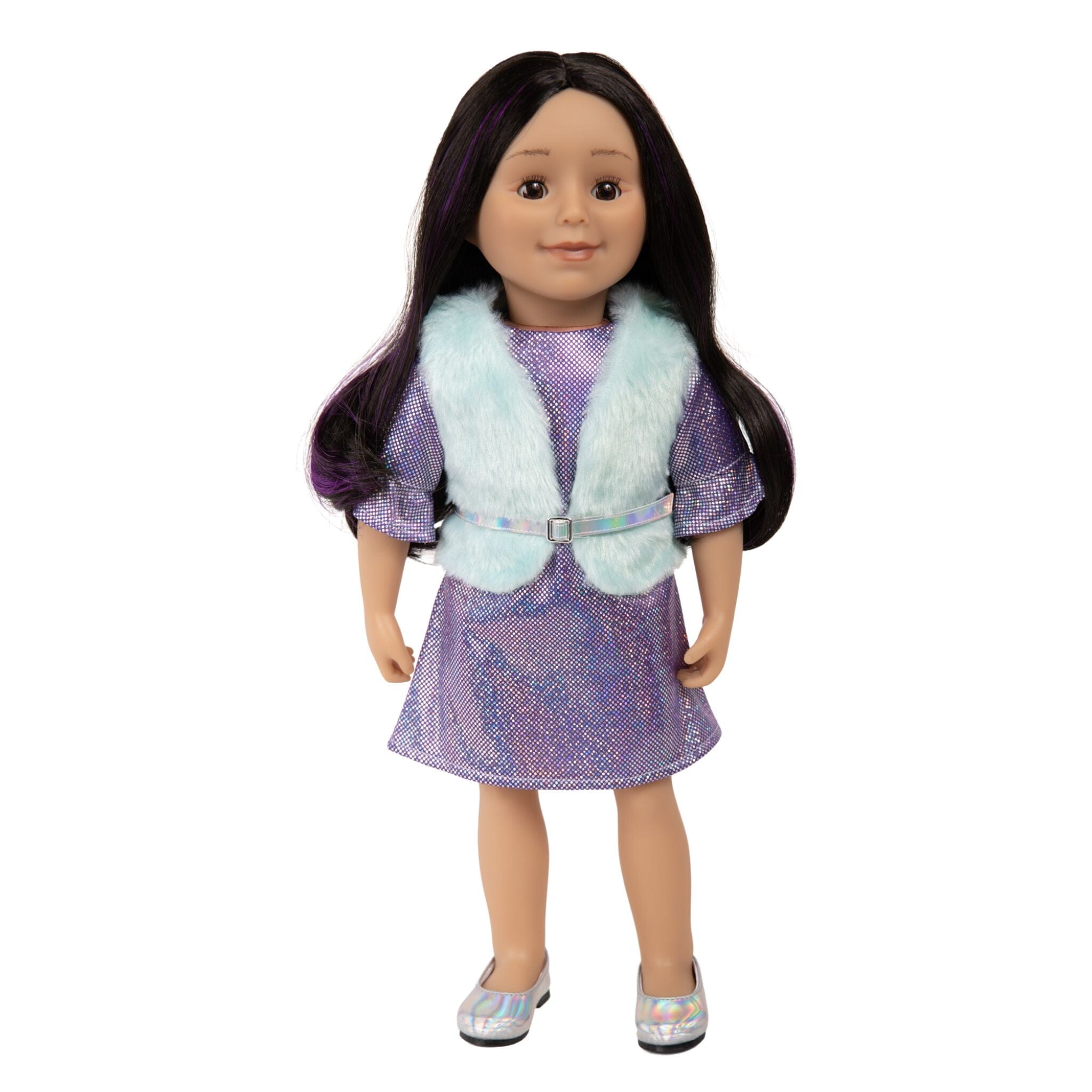 Maplelea & ME! Canadian Girl 18-inch Doll, purple hair, blue eyes.